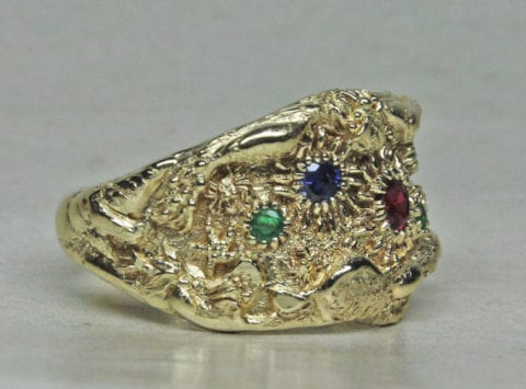Tide Pool Ring in 14K gems with, Cabs, Starfish; And Other Sea Critters