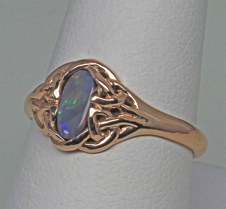 celtic black opal rose gold ring in 14k size 5 1/5 by George